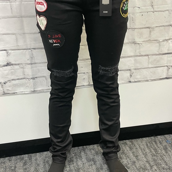 Pants | Ricchezza Id Patched Black Denim | Poshmark